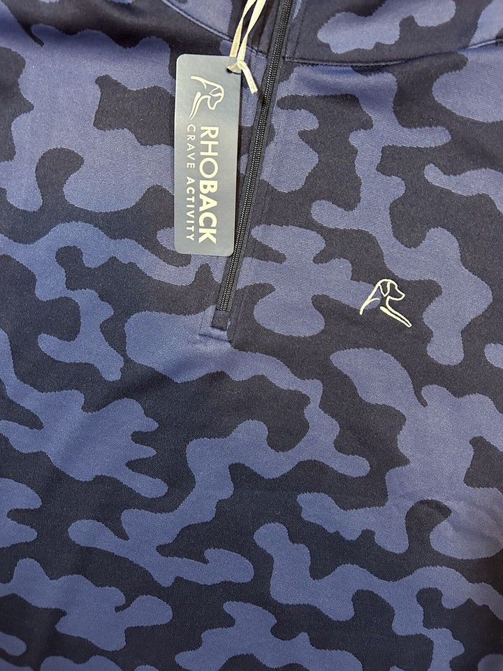 Rhoback Navy Blue Camo Scope Performance Q-Zip Quarter Zip NWT Golf Men ...