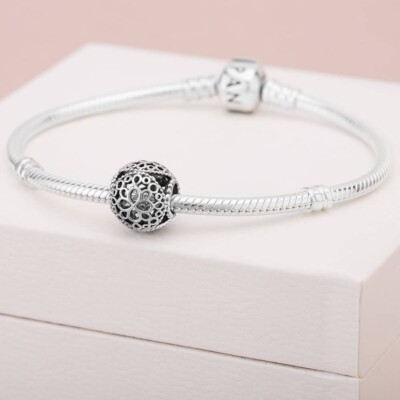 NEW Authentic PANDORA 925 Ale Openwork Flower Pattern Charm, Pendant ...