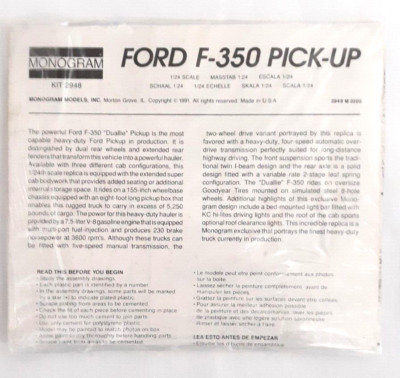 Monogram 1991 Ford F-350 Duallie Pick-up #2948 Original Model ...