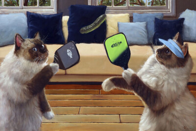 Pickleball Lucia Heffernan Art Print Poster Cat Kitten Paddle Funny ...