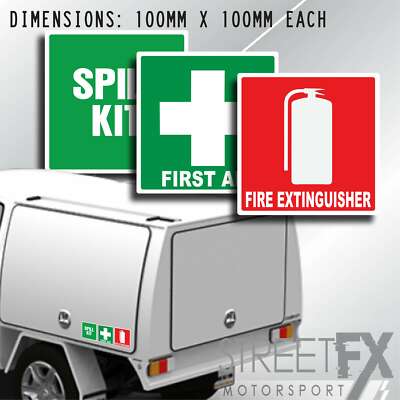 Fire Extinguisher First Aid Spill Pack Sticker Sign 100mm OHS WHS ...