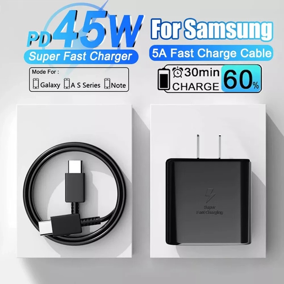 OEM Samsung 45W USB-C Super Fast Charging Wall Charger with Type-C ...