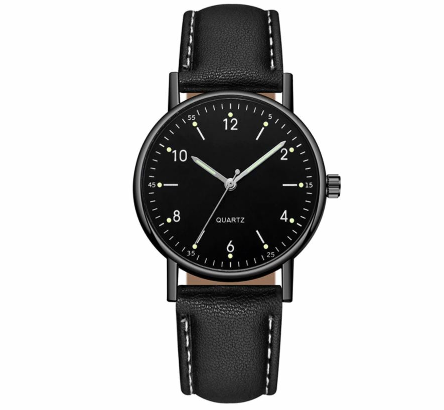 Men’s/Youth’s: Designer, Slim Black Dial & Strap, Luminous Night Vision ...