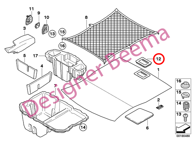 Genuine BMW 3 E90 Rear Trunk Floor Carpet Handle 51477152356 7152356 ...