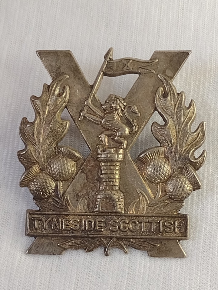WW1 Tyneside Scottish Cap Badge White Metal 2 Lugs 58mm Antique ...