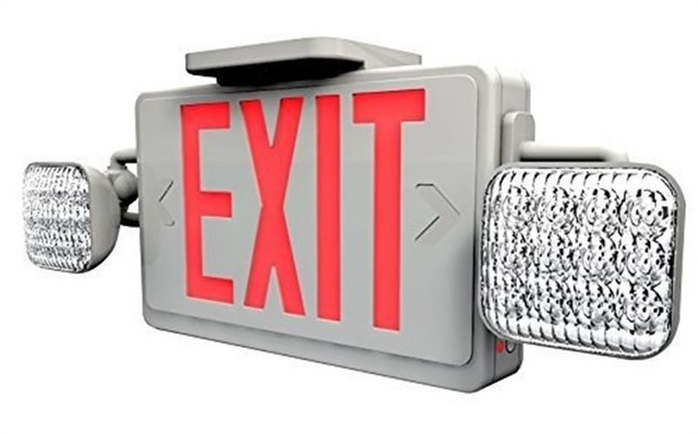Exit Sign Light Combo Red All LED with Battery Back Up tillescenter ...