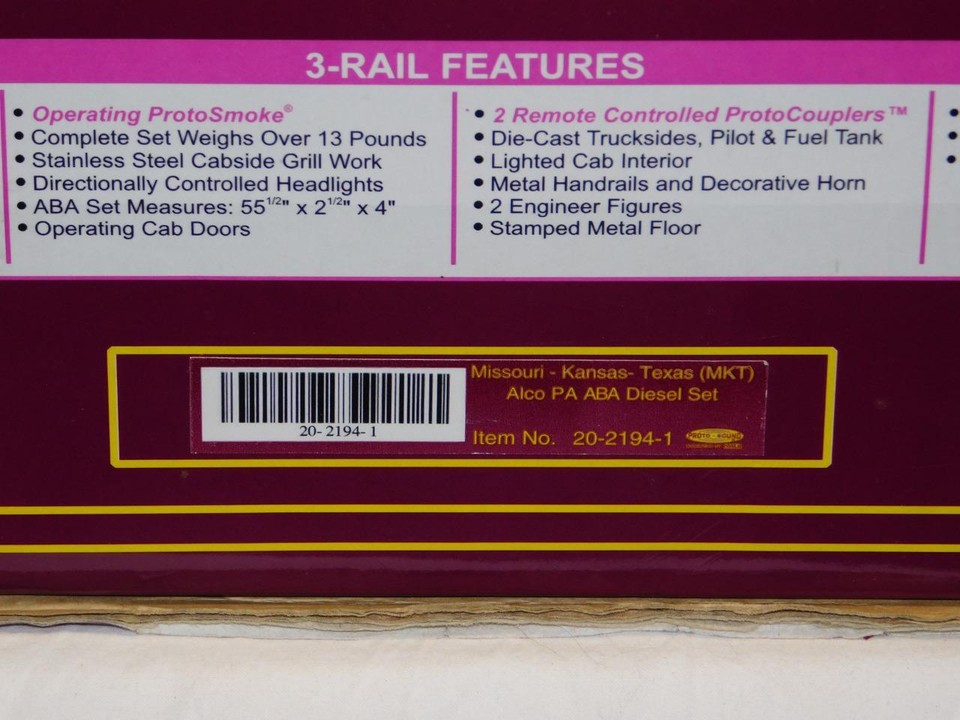 MTH 20-2194-1 TEXAS SPECIAL Alco PA ABA Protosound MKT Katy Diesel ...