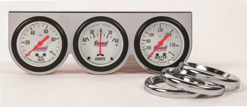 Summit Racing Gauge Kit Analog Console 2 5/8" Water Temperature Oil PSI ...