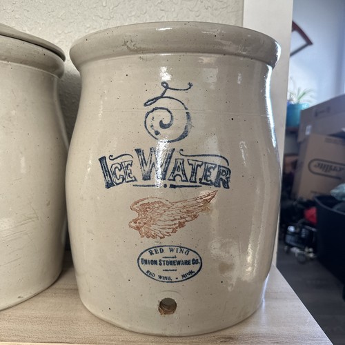 5 Gallon Red Wing ICE WATER COOLER Hand turned Stoneware Crock | eBay