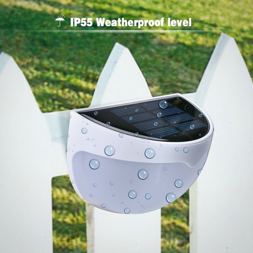 Solar Power Light Sensor Panel Lamp White Outdoor Wall Garden ...