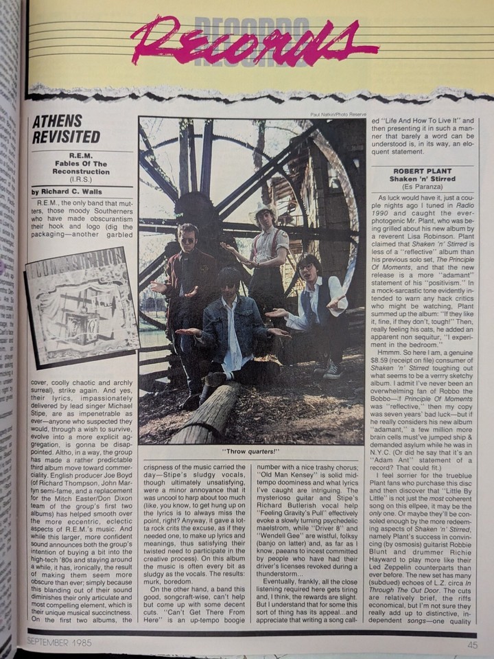 Creem Magazine September 1985 Robert Plant, Giuffria, Sade, R.E.M ...