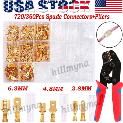 720/360Pcs Male Female Wire Spade Connectors Kit Crimp Terminals for ...