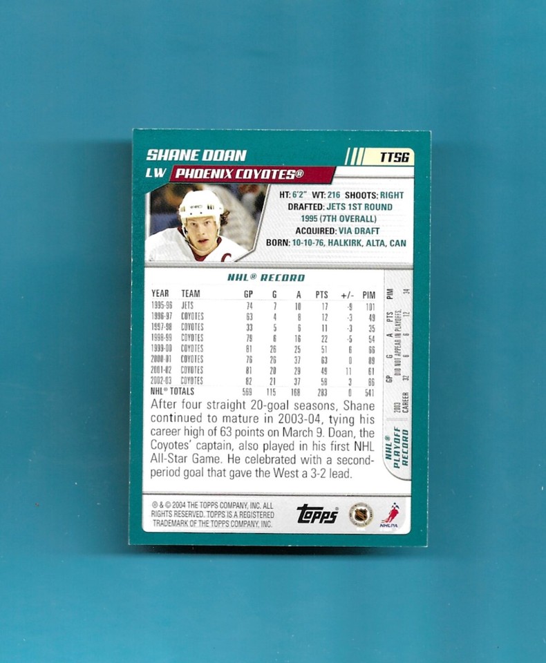 2003-04 Topps Traded BLUE LIMITED # TT56 SHANE DOAN /500 PHOENIX ...