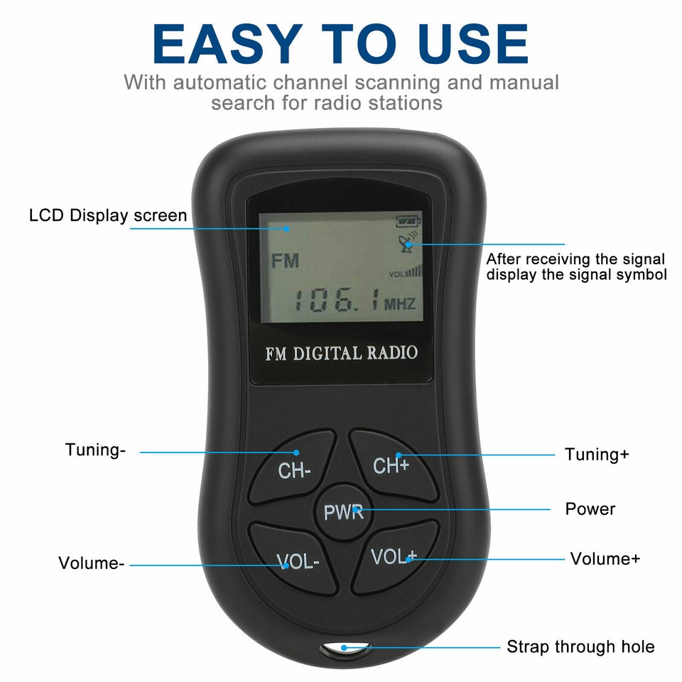 Mini Digital LCD Screen FM Radio Pocket Receiver Stereo Sound w/3.5MM ...