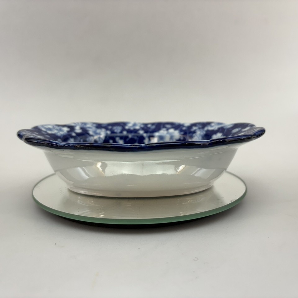Chelsea Art Pottery Calico Blue White Floral China 6” Oval Bowl Dish ...