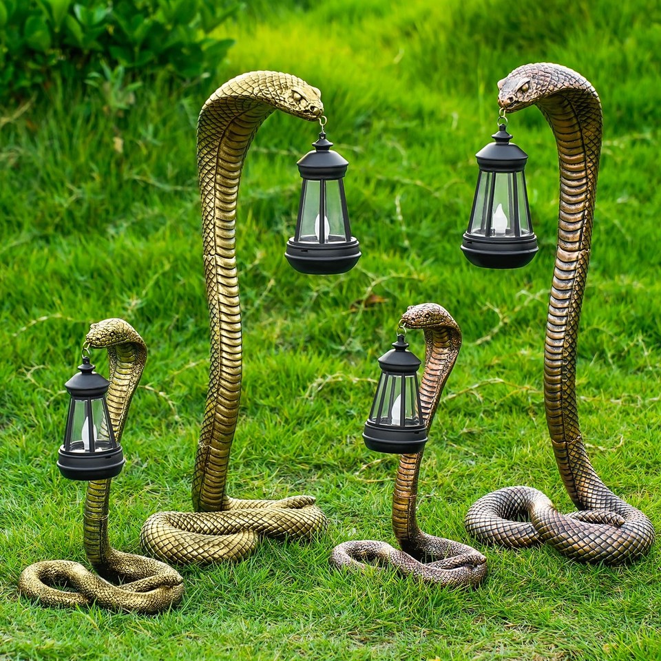 Solar Garden Outdoor Statues Snake with Solar Lights Outdoor Chrismtas ...