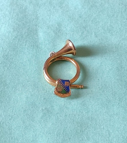 Vintage GF Enamel Pendant Charm Military Infantry Horn Semper Primus ET ...