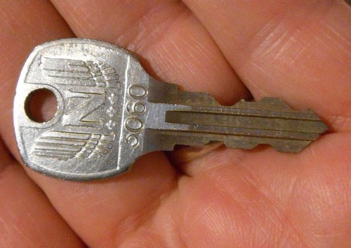 Ornate N Logo Bright National Lock Co Rockford Ill USA Double Sided Cut ...