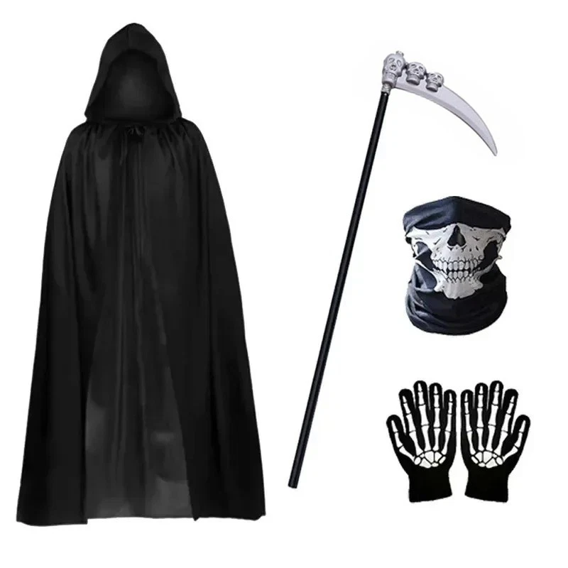 Adult Mens Grim Reaper Phantom Halloween Fancy Dress Costume Death Robe ...