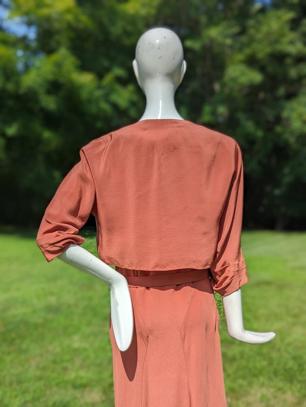 1930s Long Silk Dress W Lace Insertion Matching Ja Gem