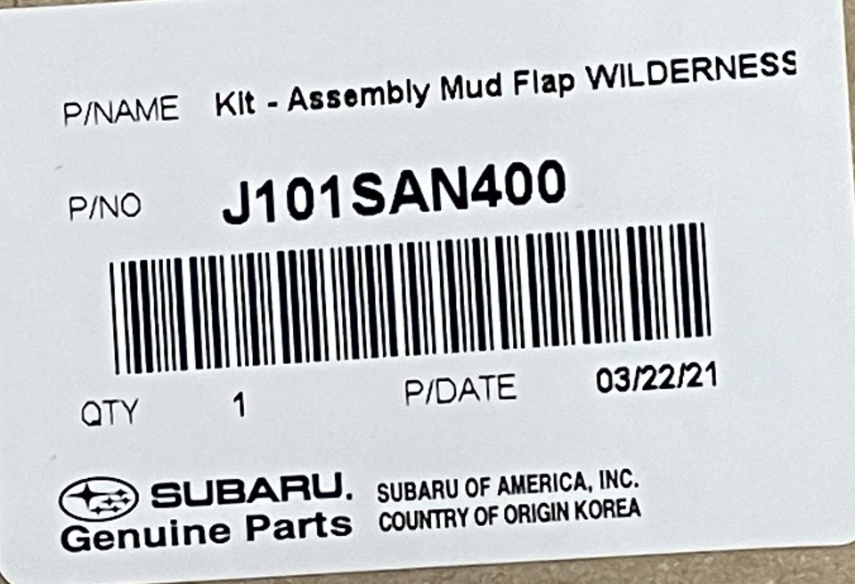 2022-2025 Subaru Outback Wilderness Guards Mud Flaps 4 set J101SAN400 ...