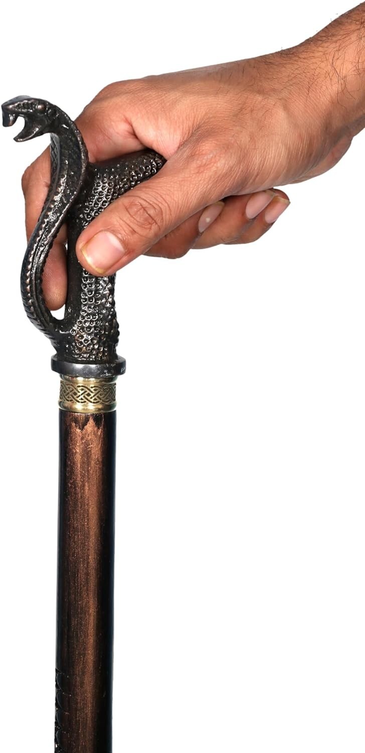 Walking Stick Antique Brass Snake Head Handle Seniors… - Gem