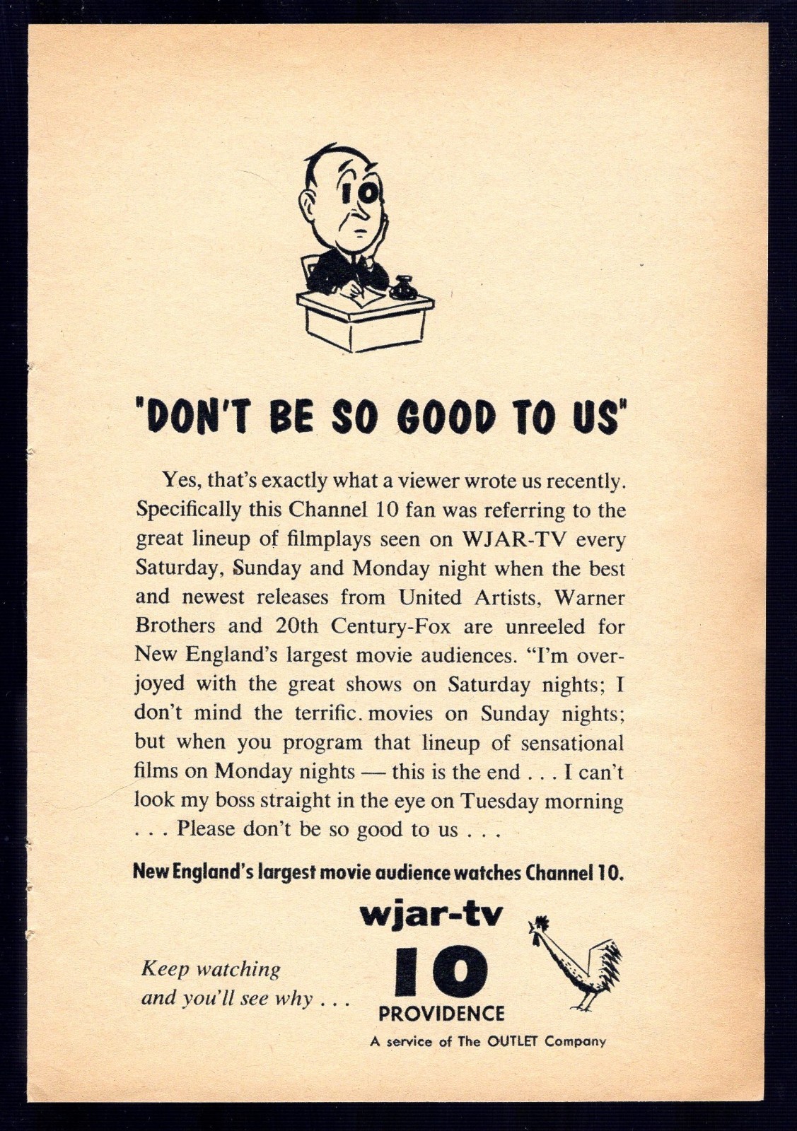 1957 WJAR TV AD~PROVIDENCE,RHODE ISLAND~NEW ENGLAND'S LARGEST MOVIE ...