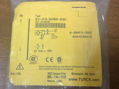 Turck - Proximity Sensor - Catalog #Bl 5-GT18-ADZ30X2-B1331 - NEW | eBay