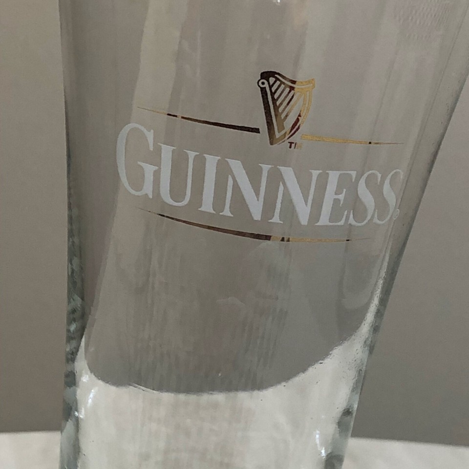 Guinness Tall Drinking Glass Beer Barware Man Cave Collection Brewery ...
