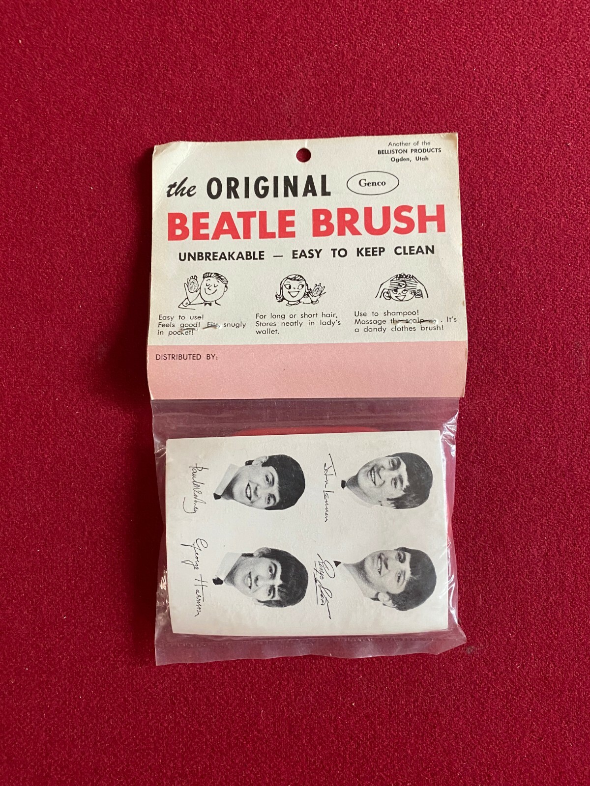 1964, BEATLES, "Un-Opened" BEATLE HAIR BRUSH (.39 Cent Scarce Version ...