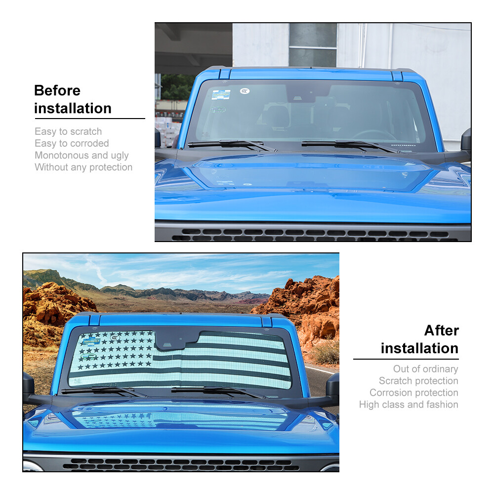 Windshield Window Sunshade Foldable Sun Visor Bezel For Ford Bronco ...