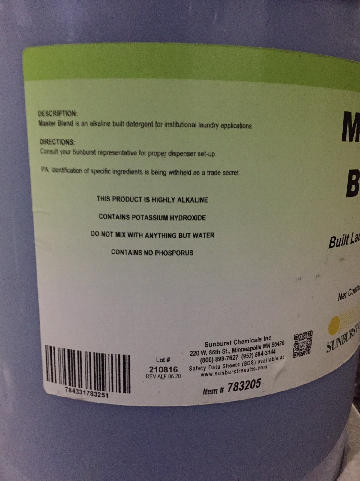 1 - 5gal Sunburst Chemicals Master Blend-Concentrated BUILT Laundry ...