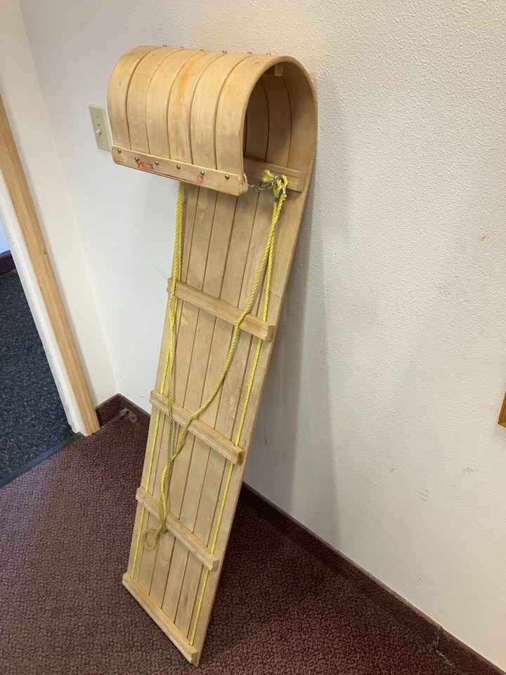 Vintage Paris Wood Wooden Toboggan Snow Sled Made In Canada 5’ Long | eBay