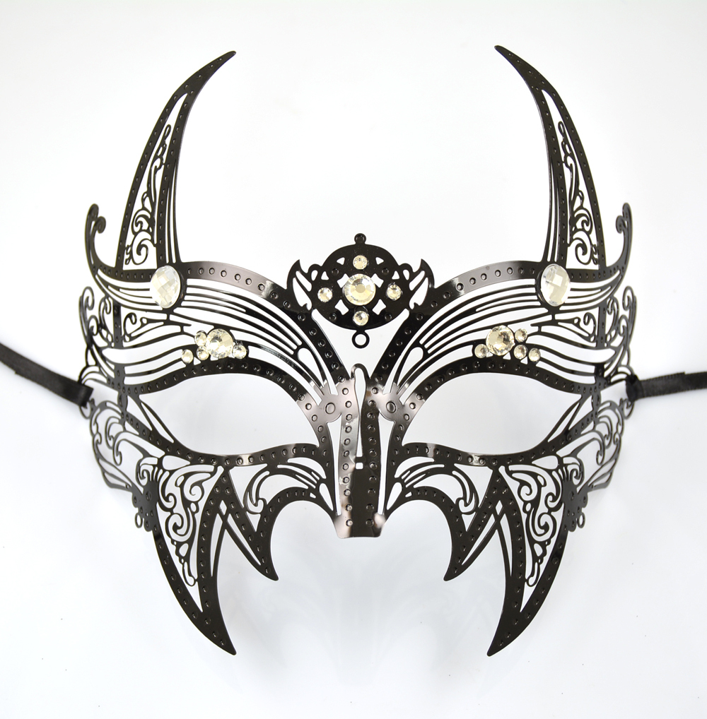 Men's Mask Laser Cut Venetian Black metal Devil Masquerade Mask | eBay