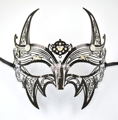 Men's Mask Laser Cut Venetian Black metal Devil Masquerade Mask | eBay