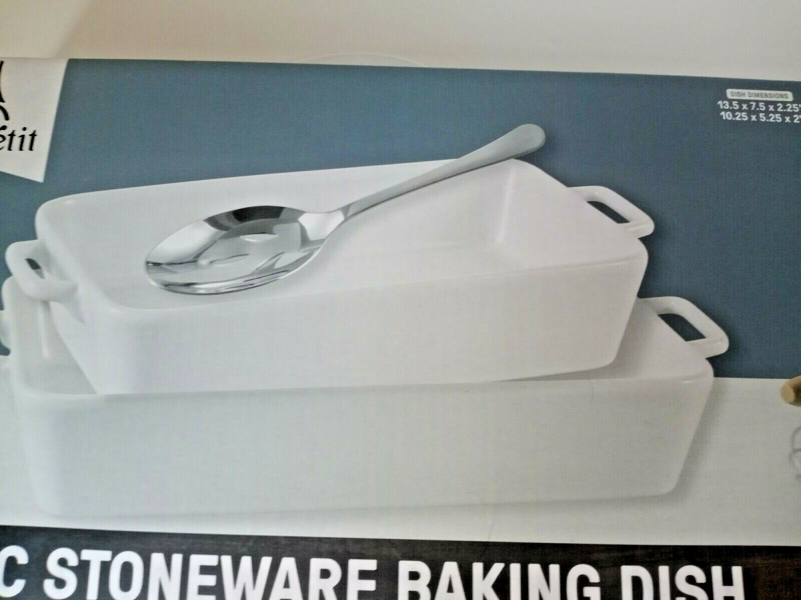 Appetit Stoneware 2 pc Baking Dish Set With Slotted Serving Spoon (New ...