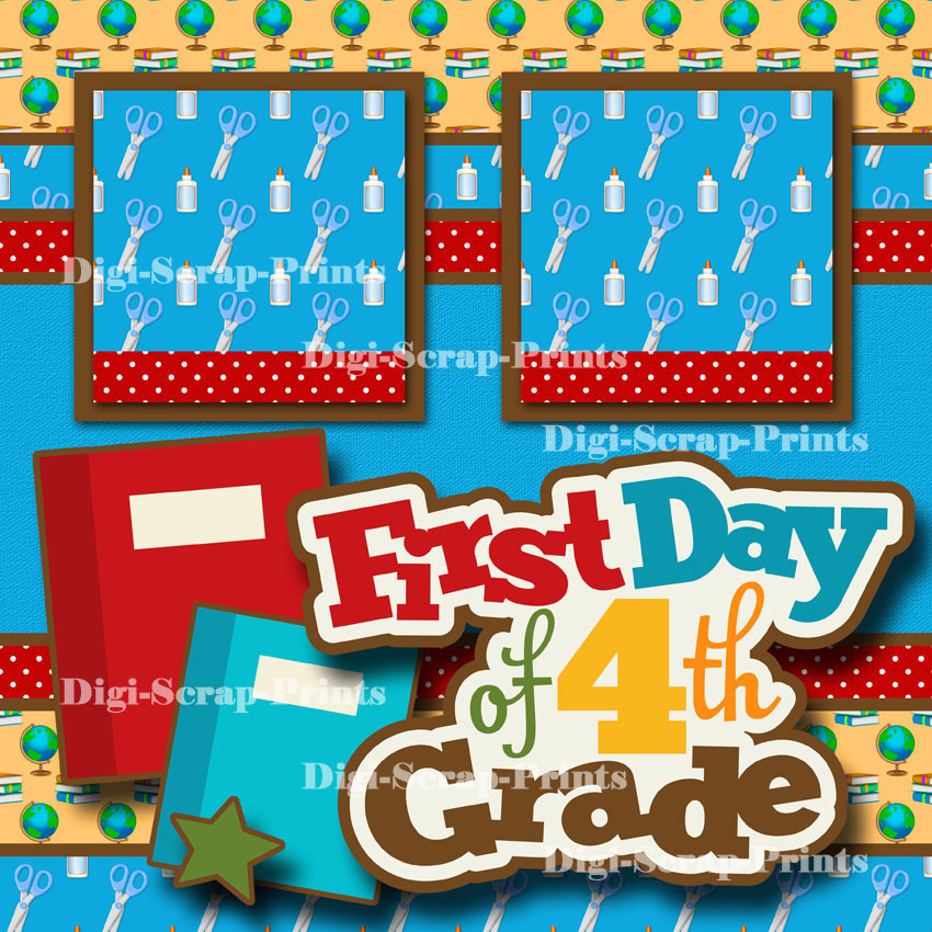 4TH GRADE SCHOOL 2 premade scrapbook pages paper piecing layout ...