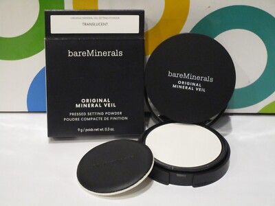 BARE MINERALS ~ ORIGINAL MINERAL VEIL PRESSED POWDER ~ TRANSLUCENT ~ 0. ...