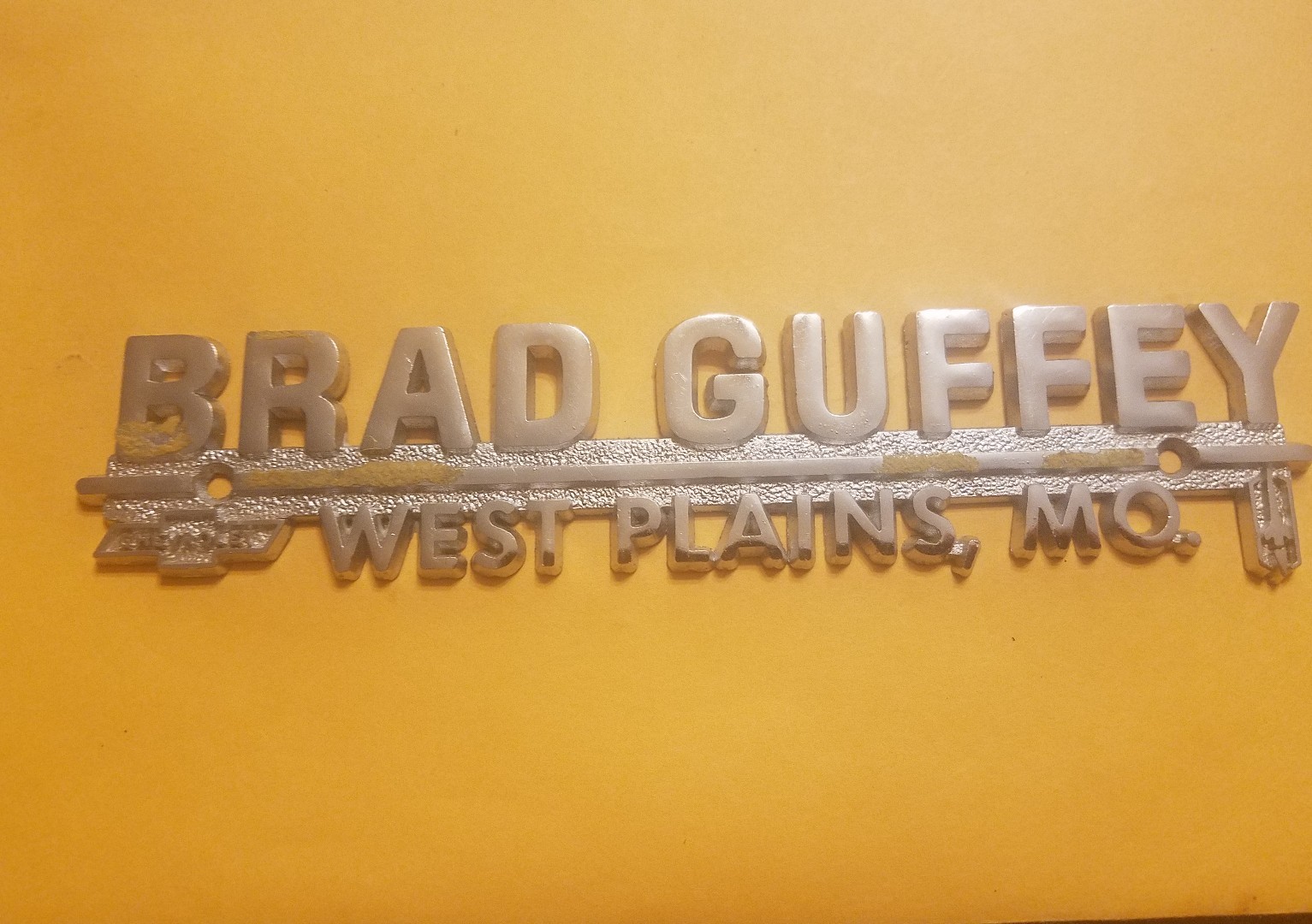 Brad Guffey--Chevy--Olds--West Plains,Mo--Metal Dealer Emblem Car ...