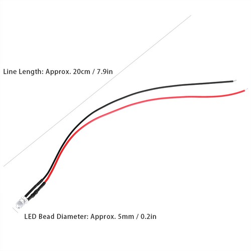 12V LED Light Emitting Diodes Wired Kit With 5mm Round Highlight Light ...