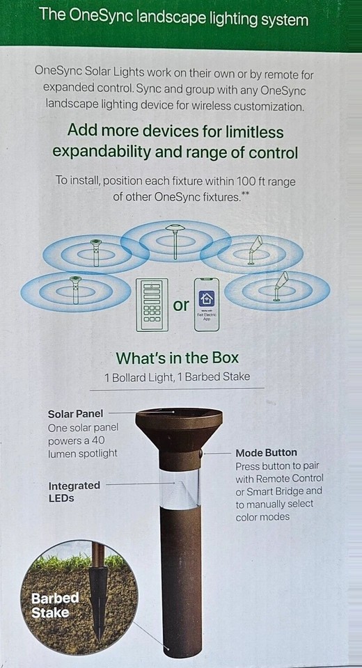 Lot of 5 Feit Electric OneSync Solar 40 lum - 6.25 inch diameter solar ...
