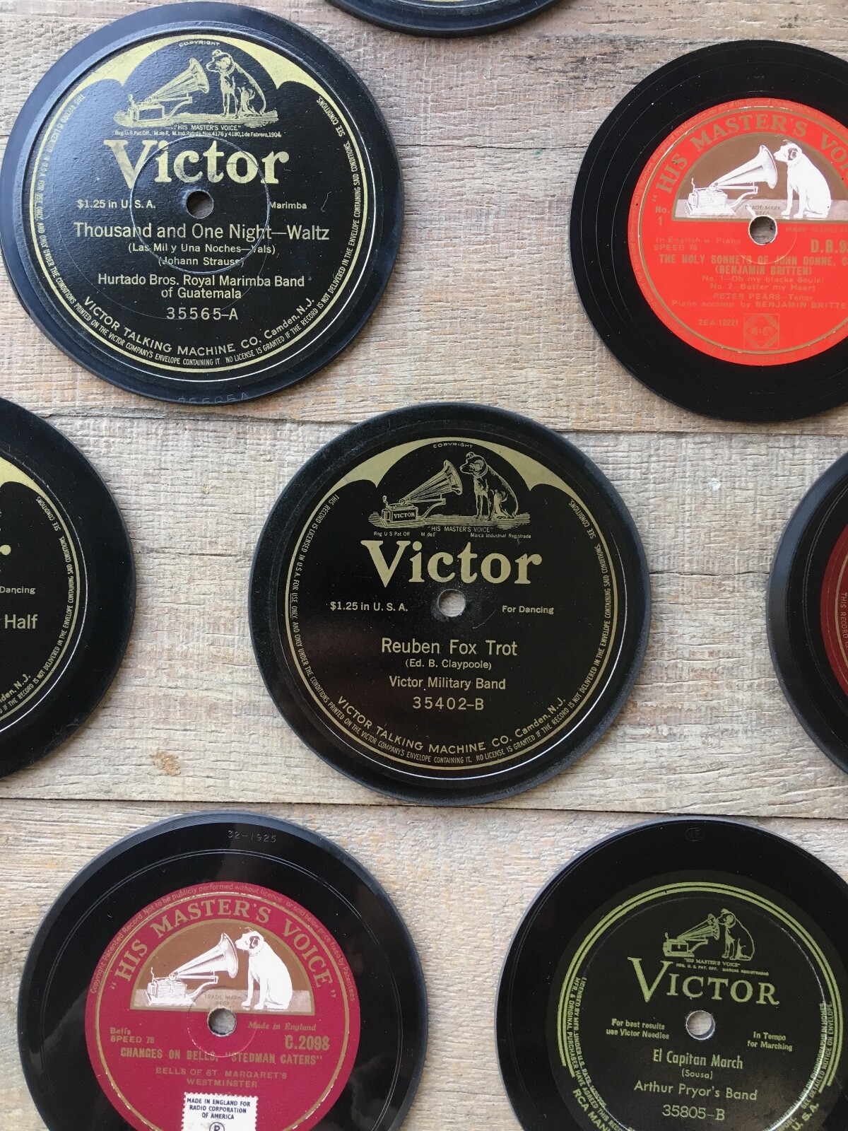 Antique Record Coasters Upcycled 78 Speed Shellac Gramophone Records ...