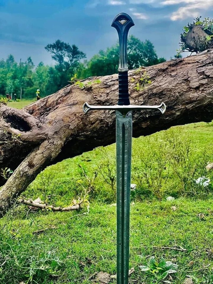 CUSTOM HANDMADE DAMASCUS STEEL SHORT SWORD COMBAT SWORD WITH LEATHER ...