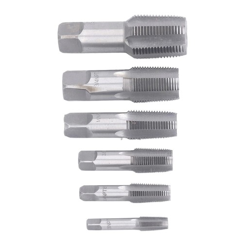 6Pcs NPT Pipe Tap Set Carbon Steel Tapping Tool Kit for PVC Pipe 1in to ...