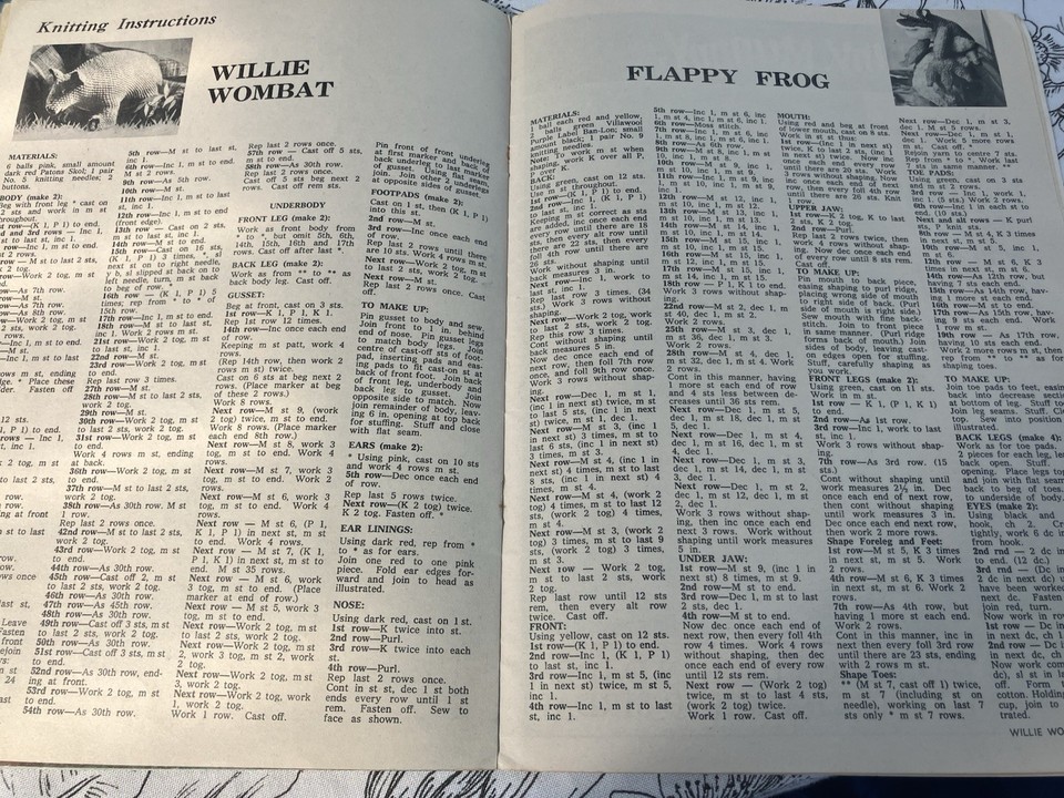 WILLIE WOMBAT AND HIS FRIENDS-STORYBOOK KNITTING BOOK by FRAN WESTFALL ...