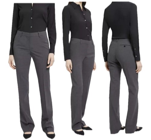 Theory Max C3 Pants Women 8 Charcoal Gray Sevona Stretch Wool Trouser ...