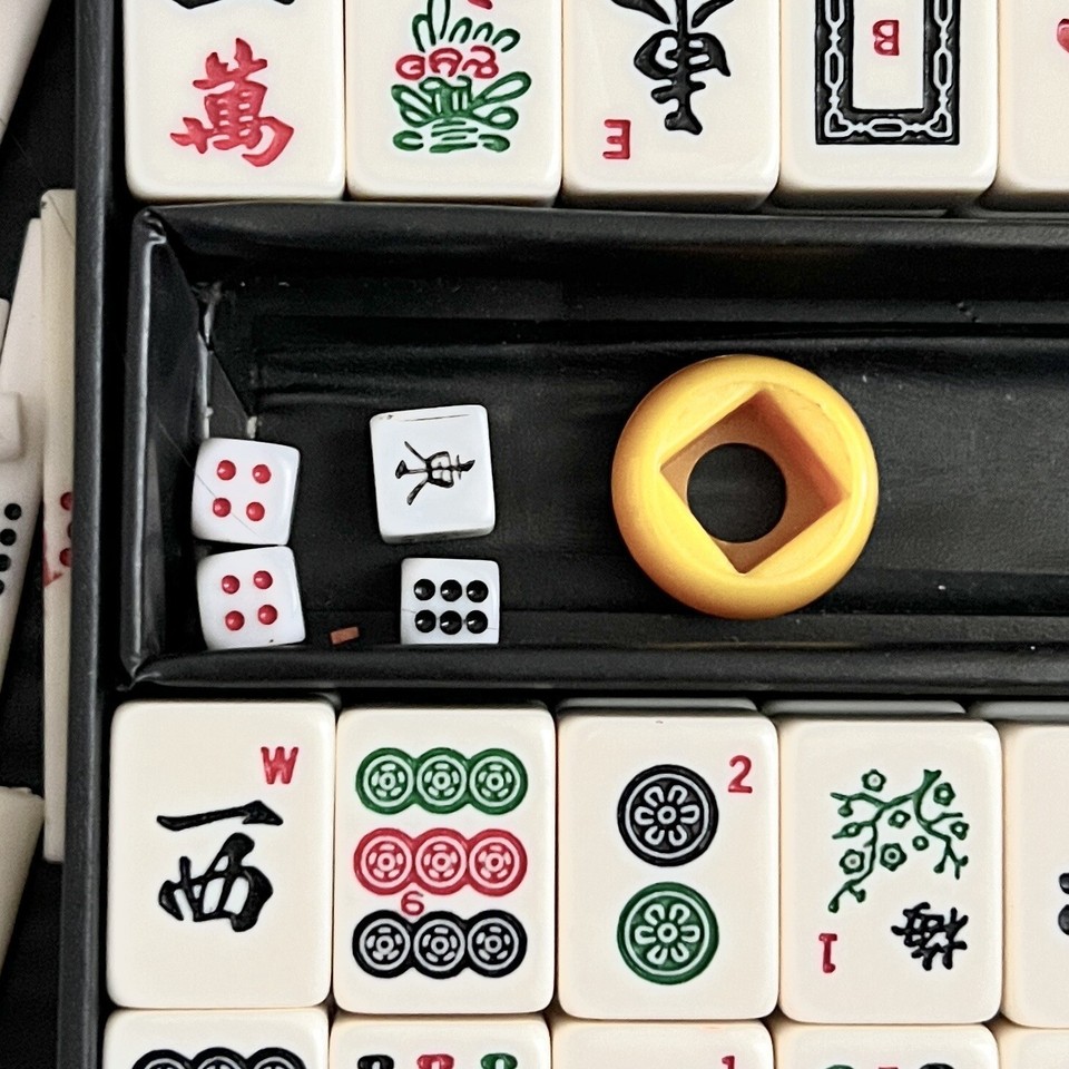 Vintage Mah Jong Set Fujian Lacquer Wares 4 Racks 144 Tiles 172 Sticks ...