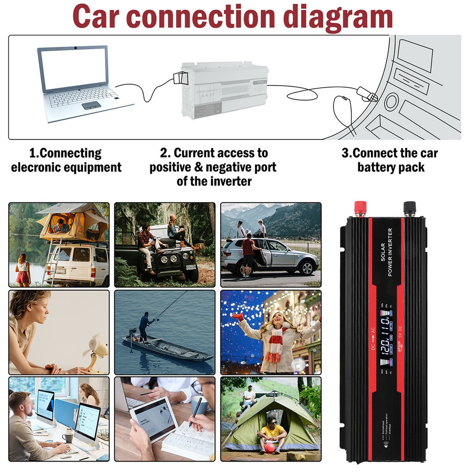 7000W 6000W De 12V A 110V Convertidor Con USB Para Carro Auto Inversor ...
