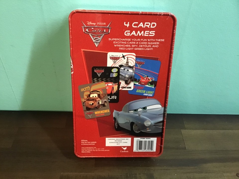 Disney Pixar CARS 2- 4 Card Games Collectible Decorative Tin NEW ...