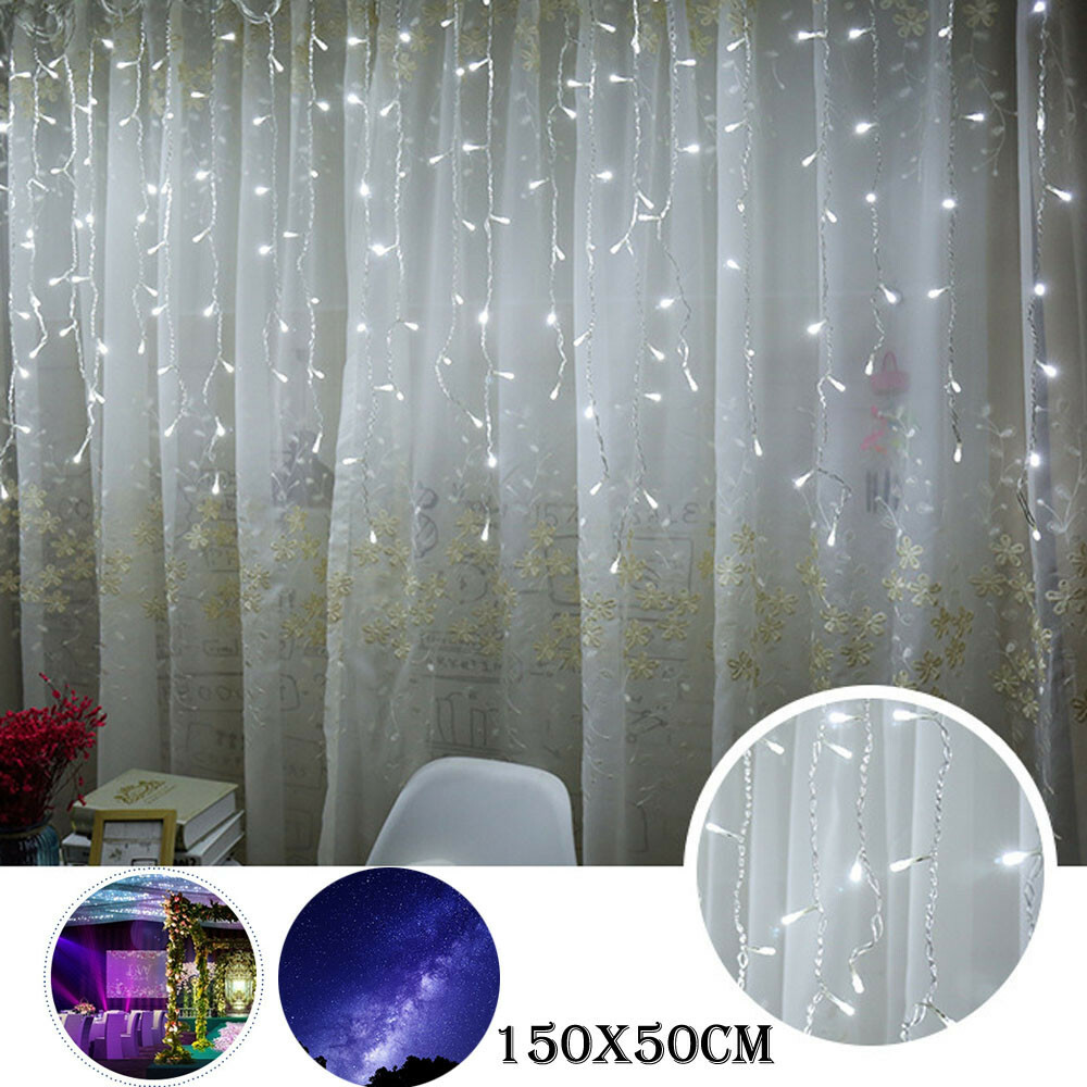 LED Window Curtain Icicle String Fairy Lights Wedding Party Christmas ...